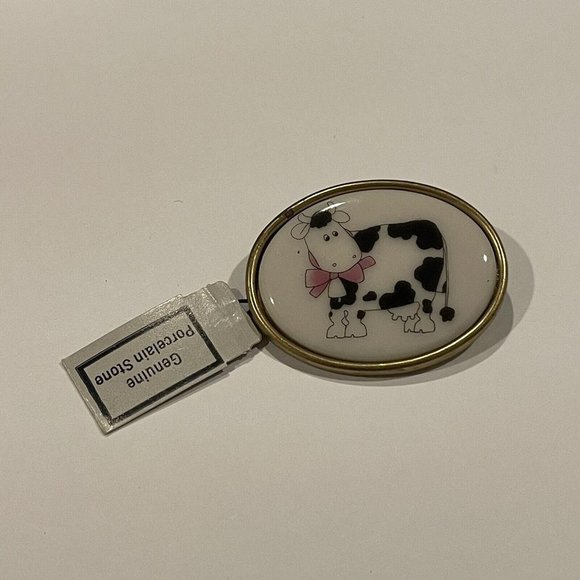 Jewelry | Female Dairy Milk Cow With Pink Bow Brooch Pin Handmade ...